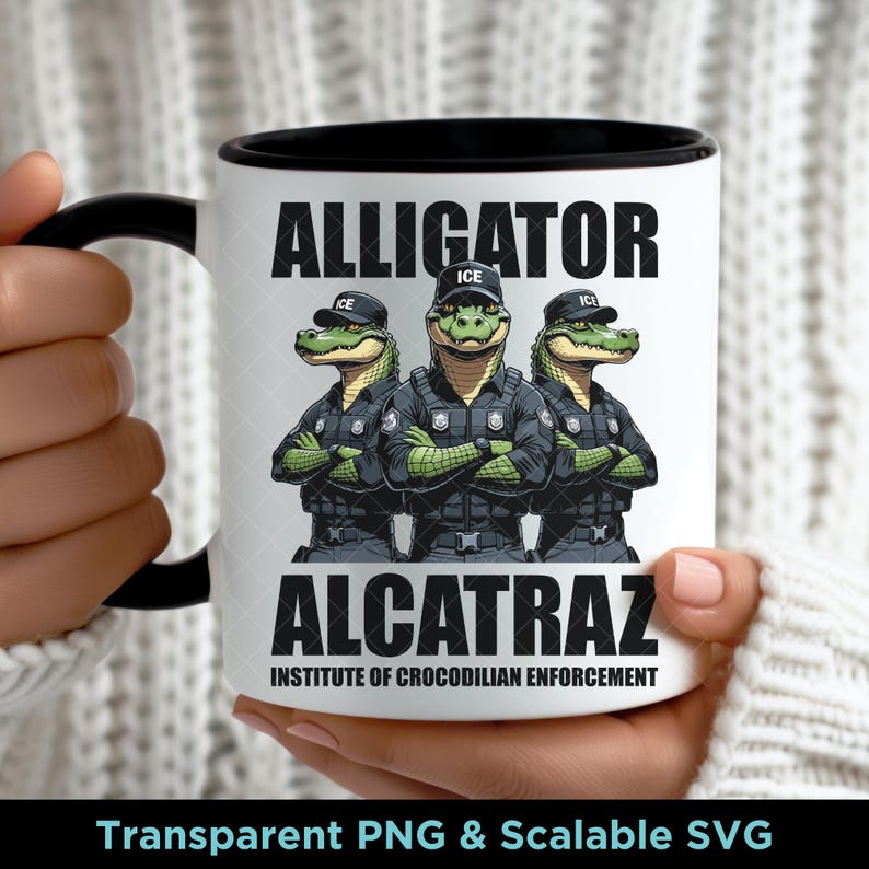 Alligator Alcatraz ICE PNG SVG, Reptile Law Enforcer Graphic, Alligator ...
