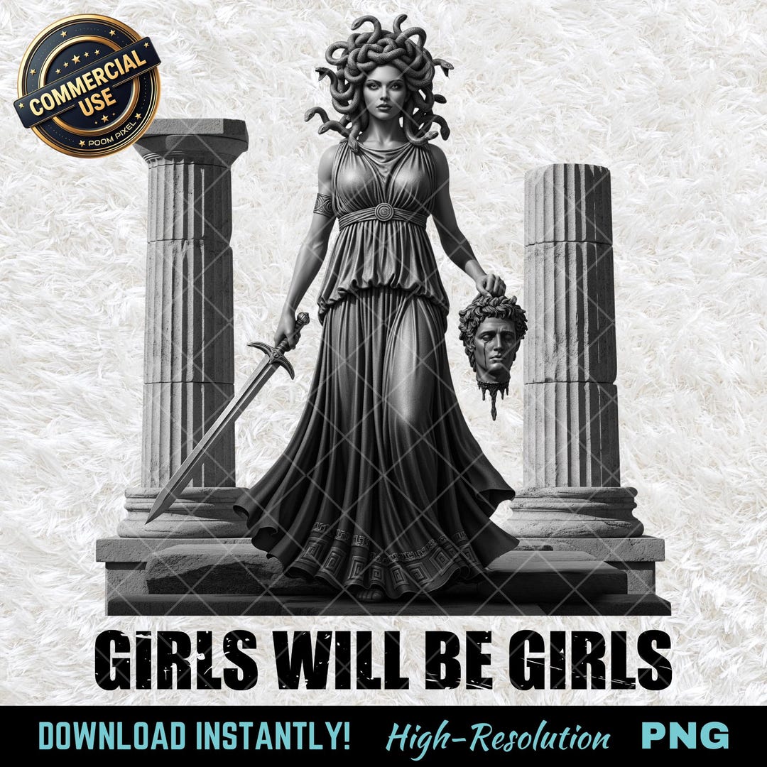 Girls Will Be Girls PNG, Medusa With the Head of Perseus, Feminist ...