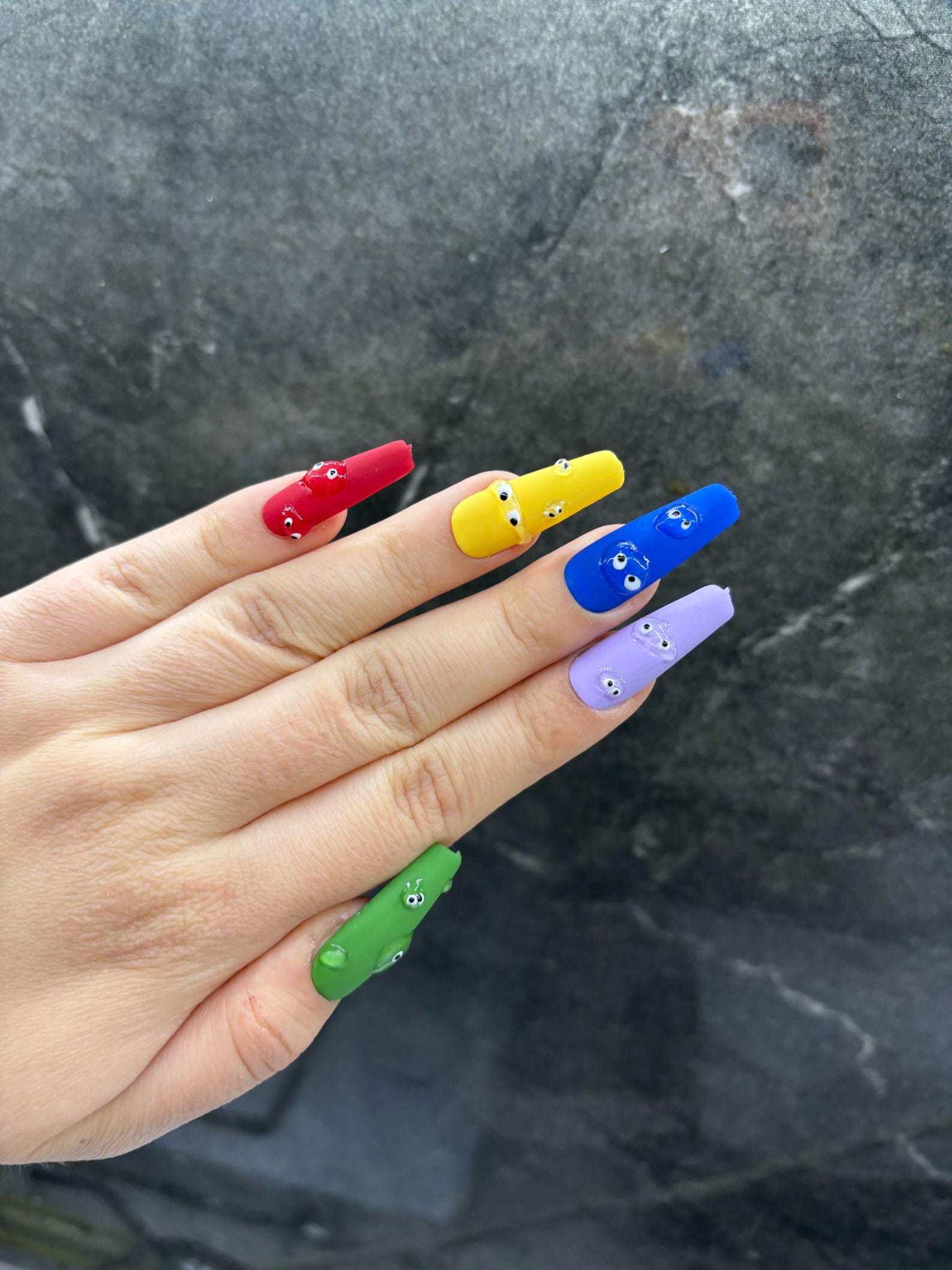 Eye Nail Design, Colorful Googly Eyes Nail Art, Cute Nail Decor, Multi ...