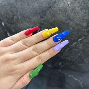 Eye Nail Design, Colorful Googly Eyes Nail Art, Cute Nail Decor, Multi ...