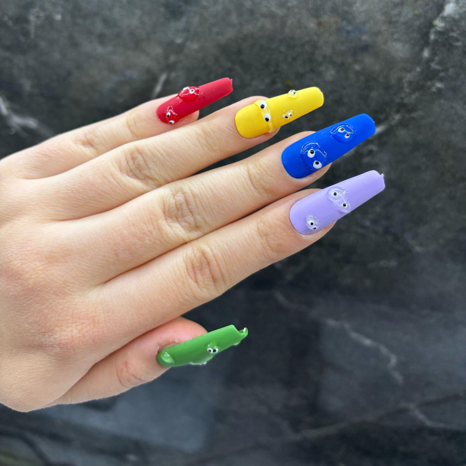 Eye Nail Design, Colorful Googly Eyes Nail Art, Cute Nail Decor, Multi ...