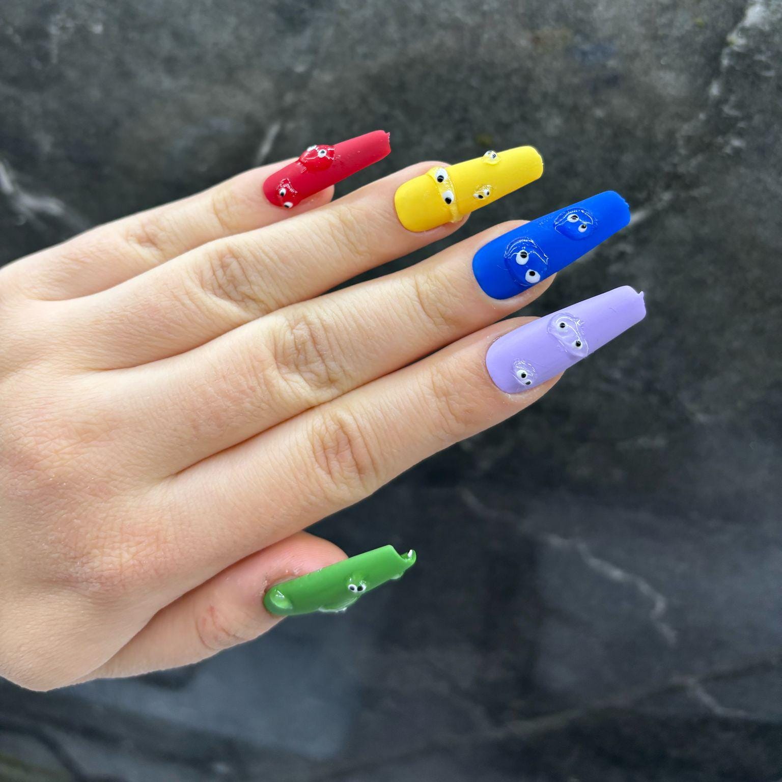 Eye Nail Design, Colorful Googly Eyes Nail Art, Cute Nail Decor, Multi ...