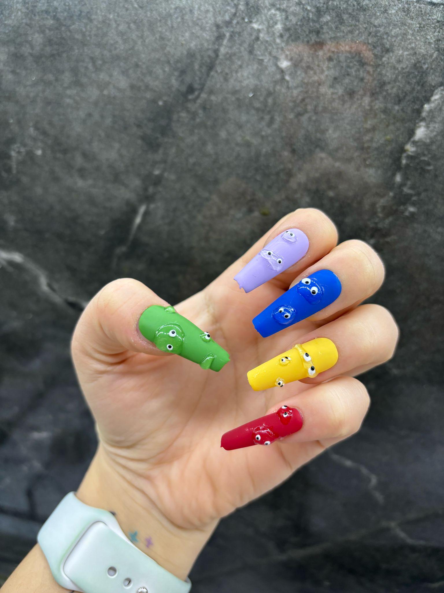 Eye Nail Design, Colorful Googly Eyes Nail Art, Cute Nail Decor, Multi ...