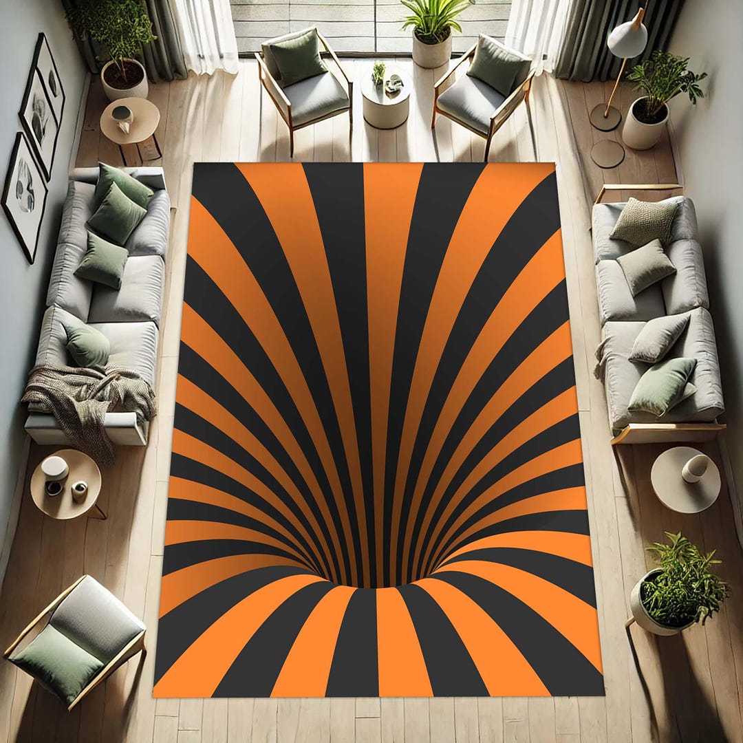 3D Illusion Rug, Optical Floor Carpet, Modern Spiral Design Mat, Trippy ...