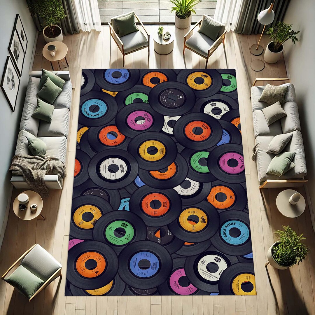 Retro Vinyl Record Rug, Music-inspired Area Rug, Perfect for Living ...