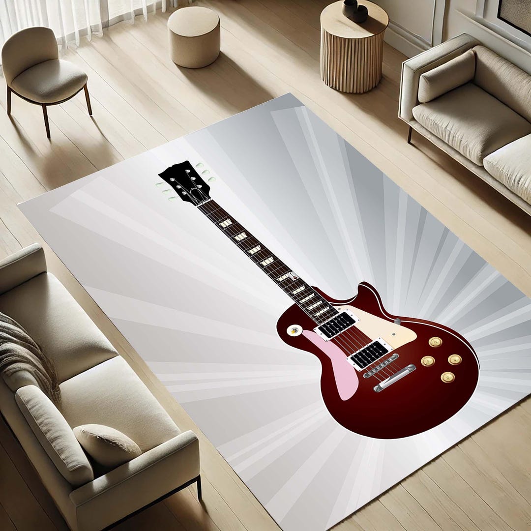 Guitar Rug, Electric Guitar, Rock Music Area Rug, Music Lover Decor ...
