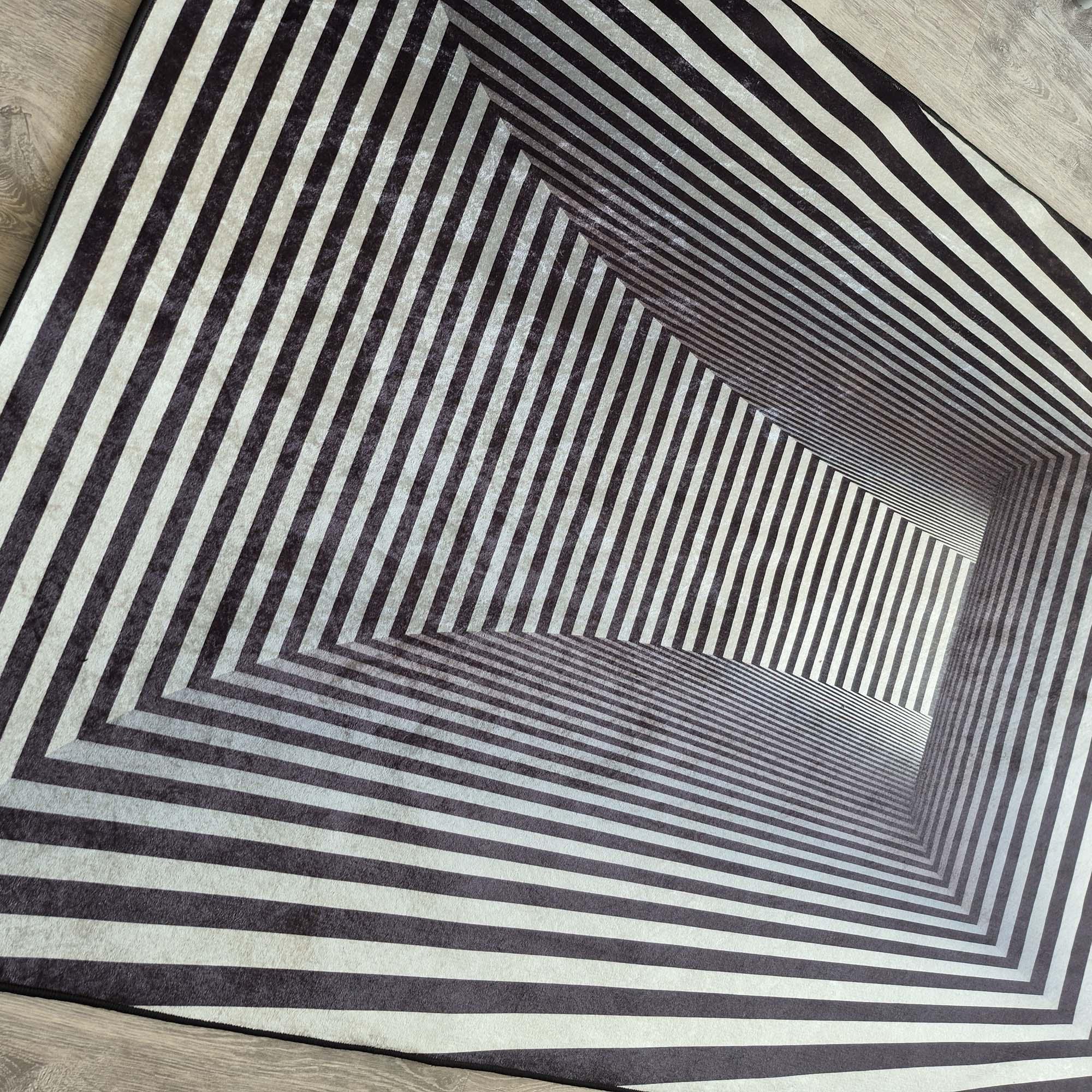 3D Optical Illusion Carpet, Tunnel Design Rug, Minimalist Room Decor ...