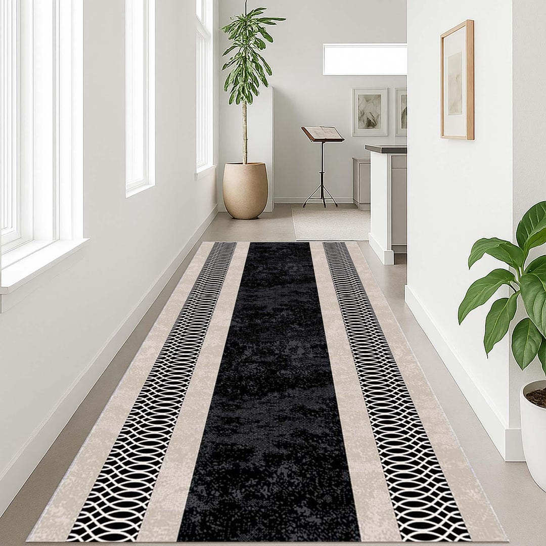Modern Runner Rug, Hallway Carpet, Long Hall Runner, Geometric Rug ...