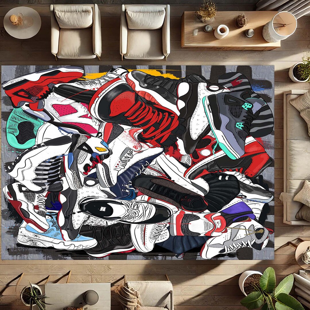 Sneaker Rug Decor, Cool Shoe Carpet, Streetwear Floor Mat, Hypebeast ...