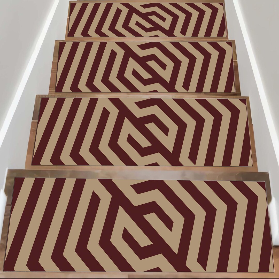 Geometric Spiral Stair Tread Mat: Non-slip Velvet Rug, Contemporary ...