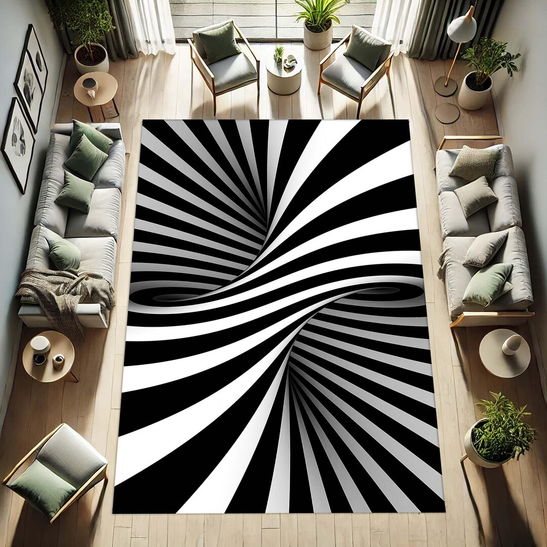 3D Illusion Rug, Optical, Trippy Tunnel Mat, Psychedelic Floor Art ...