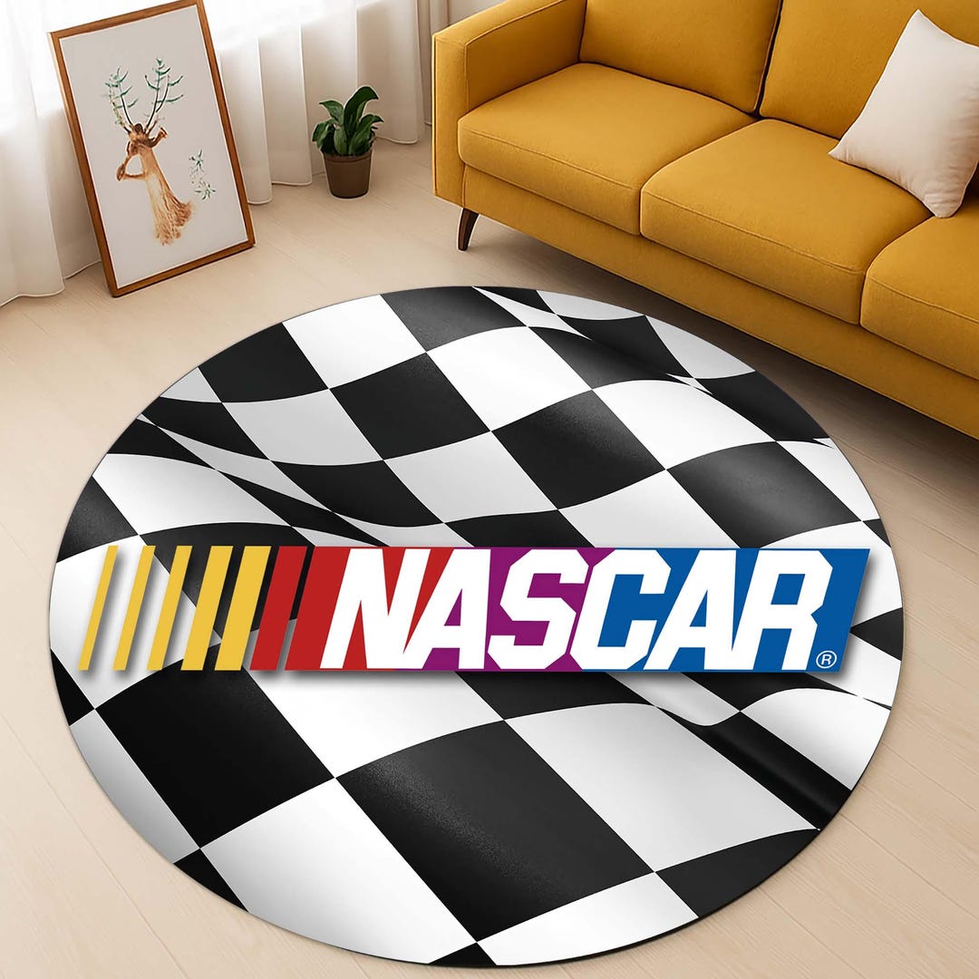Race Decor, Nascar, Racing Room Mat, Checkered Flag Rug, Motorsport ...