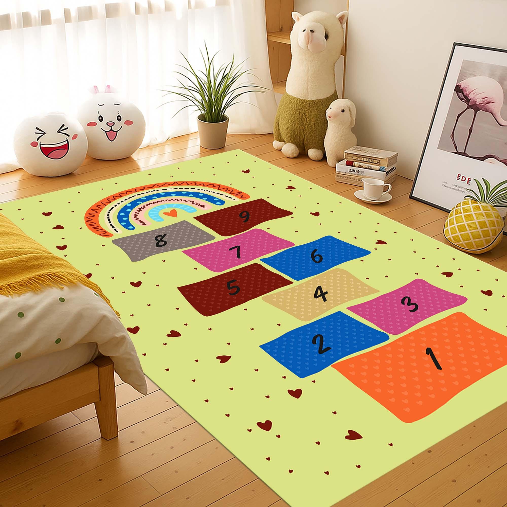 Rainbow Hopscotch Kids Rug, Hopscotch Playroom Rug, Kids Room Carpet ...