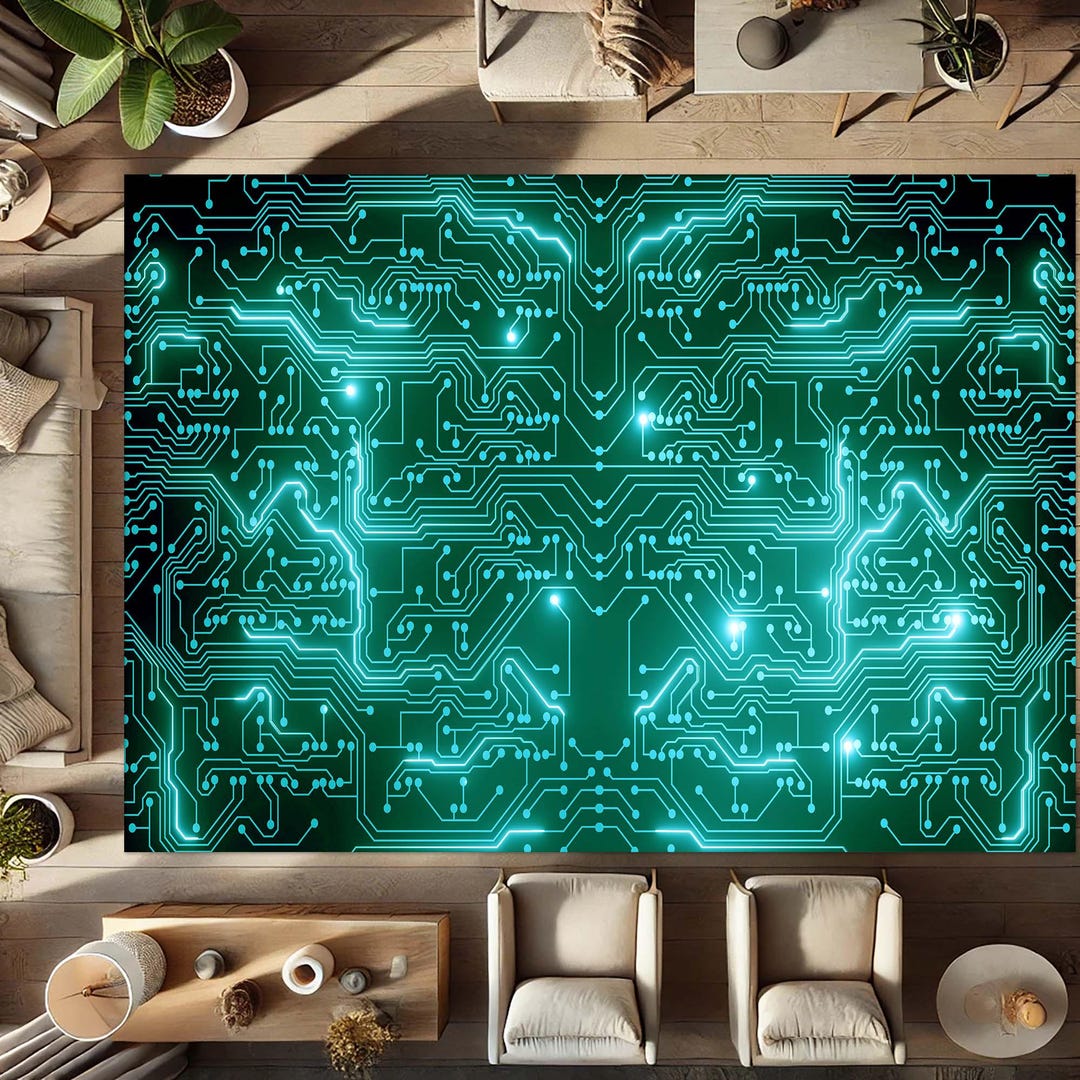 Circuit Board Rug, Tech Rug, Sci-fi Home Decor, Futuristic Rug, Geek ...