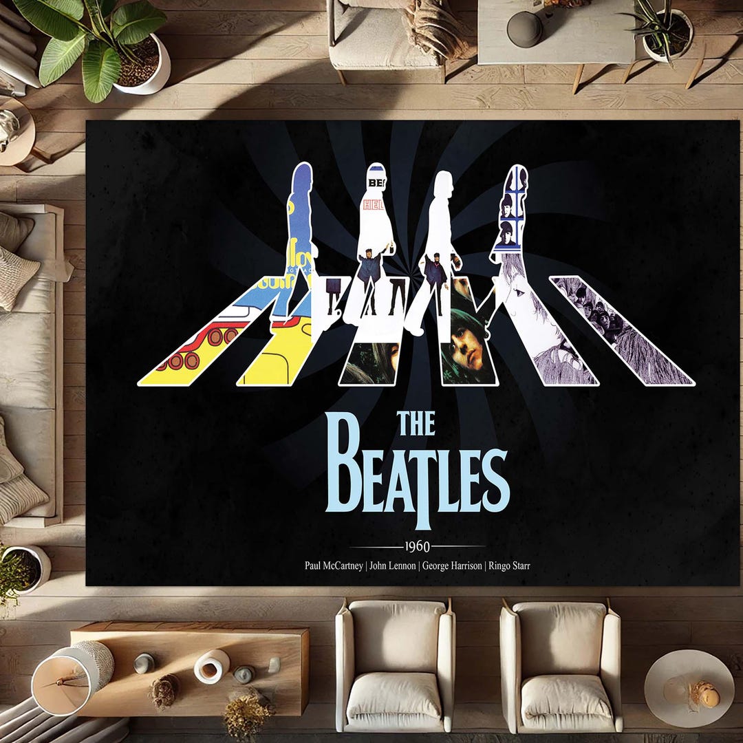The Beatles Rug, Music Band Rug, Abbey Road Decor, Rock and Roll, Retro ...