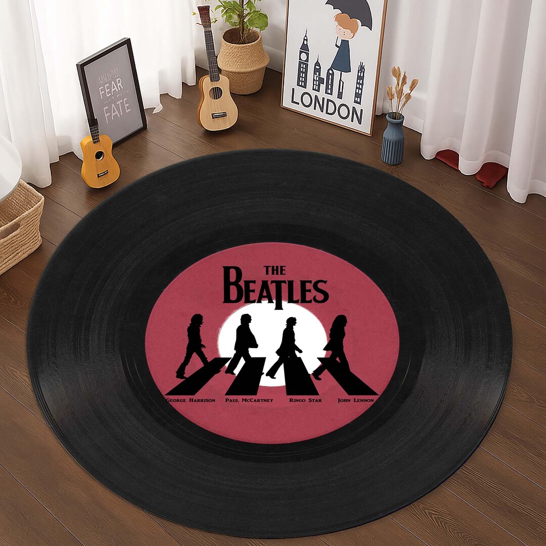 Beatles Themed Rug, Vinyl Disc Mat, Rock Music Rug, Vintage Band Decor ...