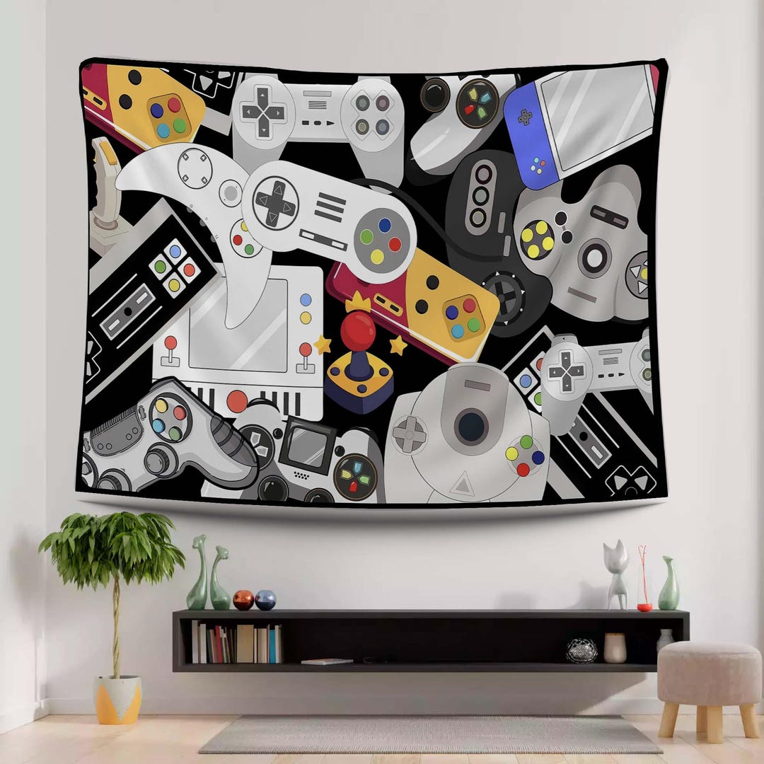 Gamer Wall Art, Video Game Tapestry, Retro Controller Gaming Room Decor ...