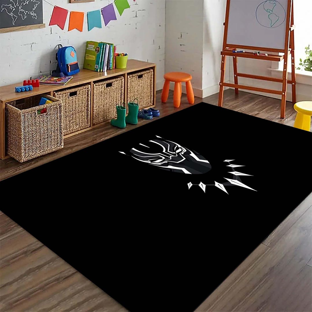 Black Panther Rug, Superhero Room Decor, Cool Boys, Modern Movie Rug ...