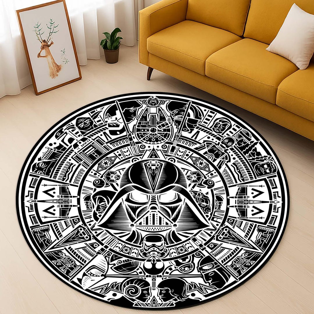 Darth Vader Rug, Star Wars Mat, Sith Lord Decor, Galaxy Floor Art, Sci ...