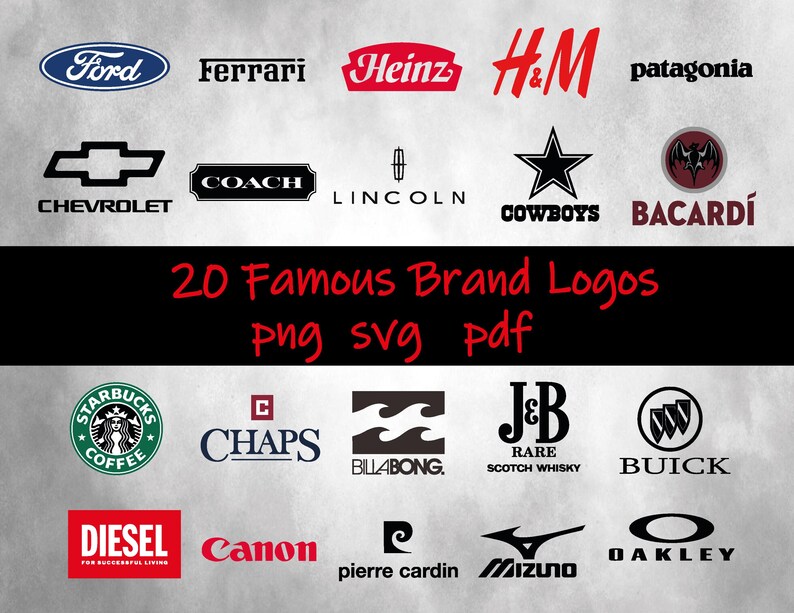 Famous Brand Logos, SVG-PNG-PDF-, T-shirt, Mug, Sticker, Hoodie, Cricut ...