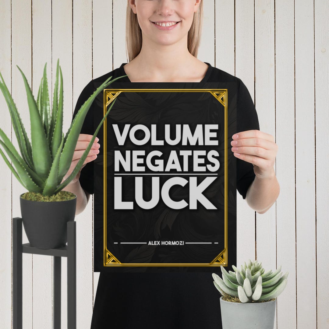 Motivational Poster - Volume Negates Luck - Alex Hormozi Quote - Retro ...