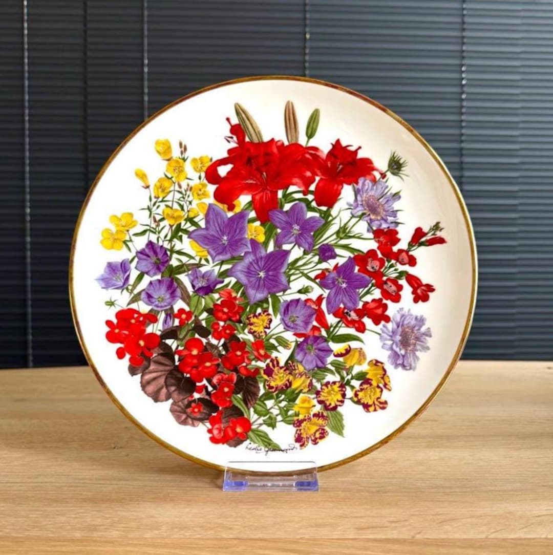 Franklin Mint Verzamelbord – Flowers of July – Porseleinen Bloem Van ...