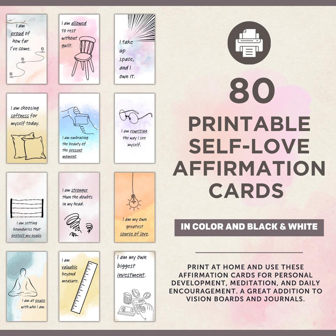 Self-love Printable Affirmation Cards | Positive Quotes | Instant ...