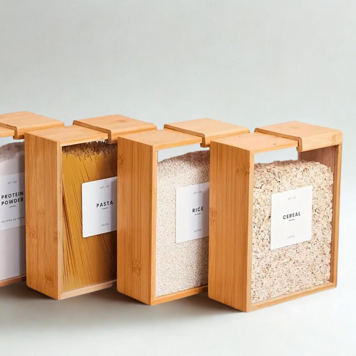 Bamboo Food Storage Container 2L | Sliding Lid Pantry Organizer for ...