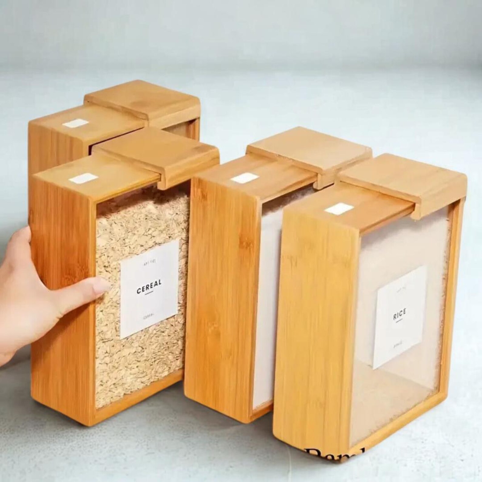 Bamboo Food Storage Container 2L | Sliding Lid Pantry Organizer for ...