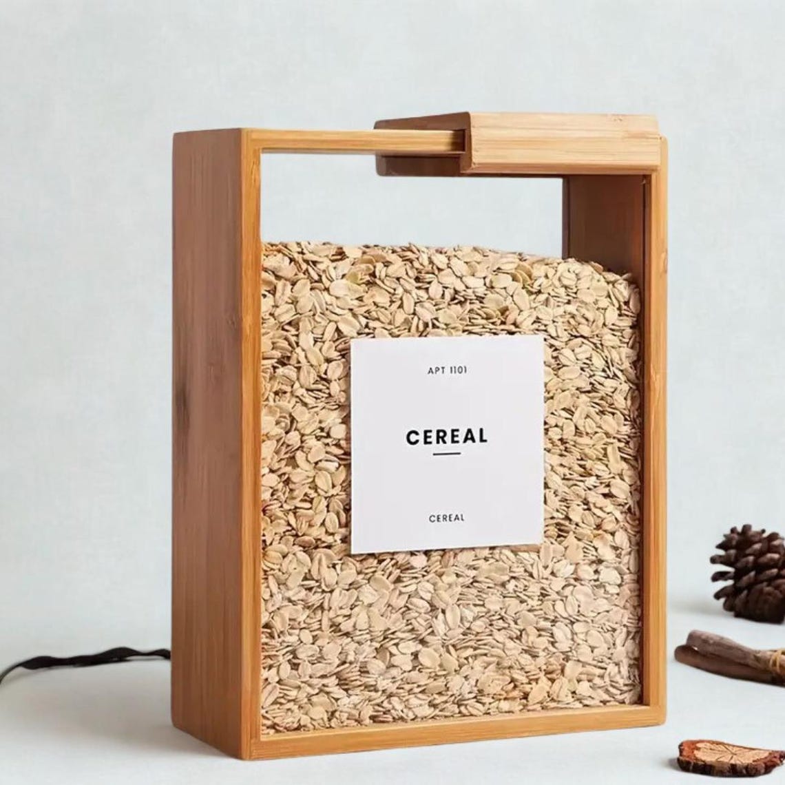 Bamboo Food Storage Container 2L | Sliding Lid Pantry Organizer for ...