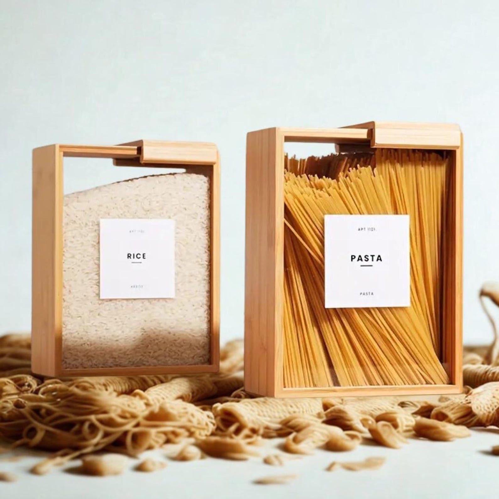 Bamboo Food Storage Container 2L | Sliding Lid Pantry Organizer for ...