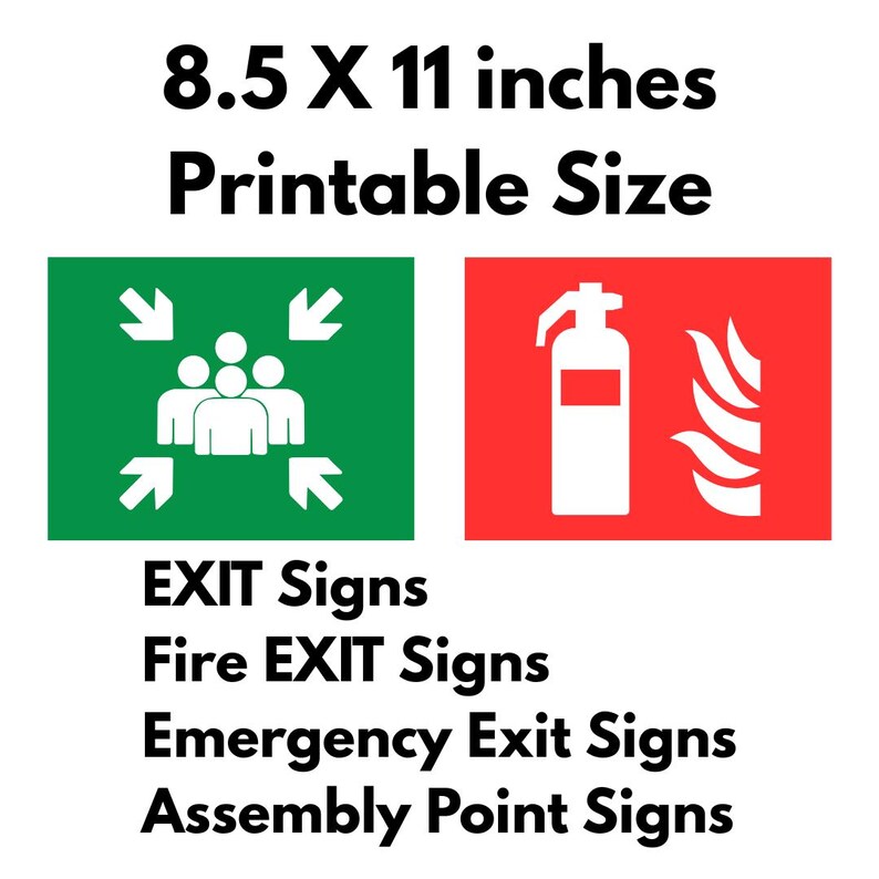Safety Signs Poster Set of 14 : Fire, Emergency, Exit Safety Posters ...