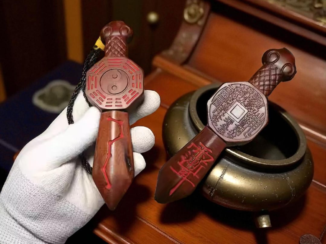 Lightning-struck Jujube Wood Taoist Sword - Handcrafted Talisman for ...