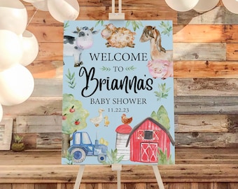 Farm Baby Shower Welcome Sign, Personalized Baby Shower Poster, Farm ...