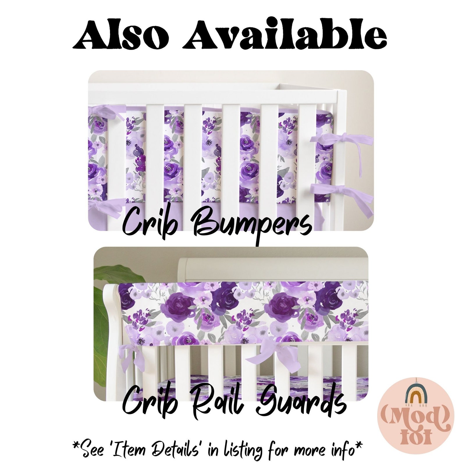 Purple Floral Girl Crib Bedding Set Elephant Lilac Baby - Etsy