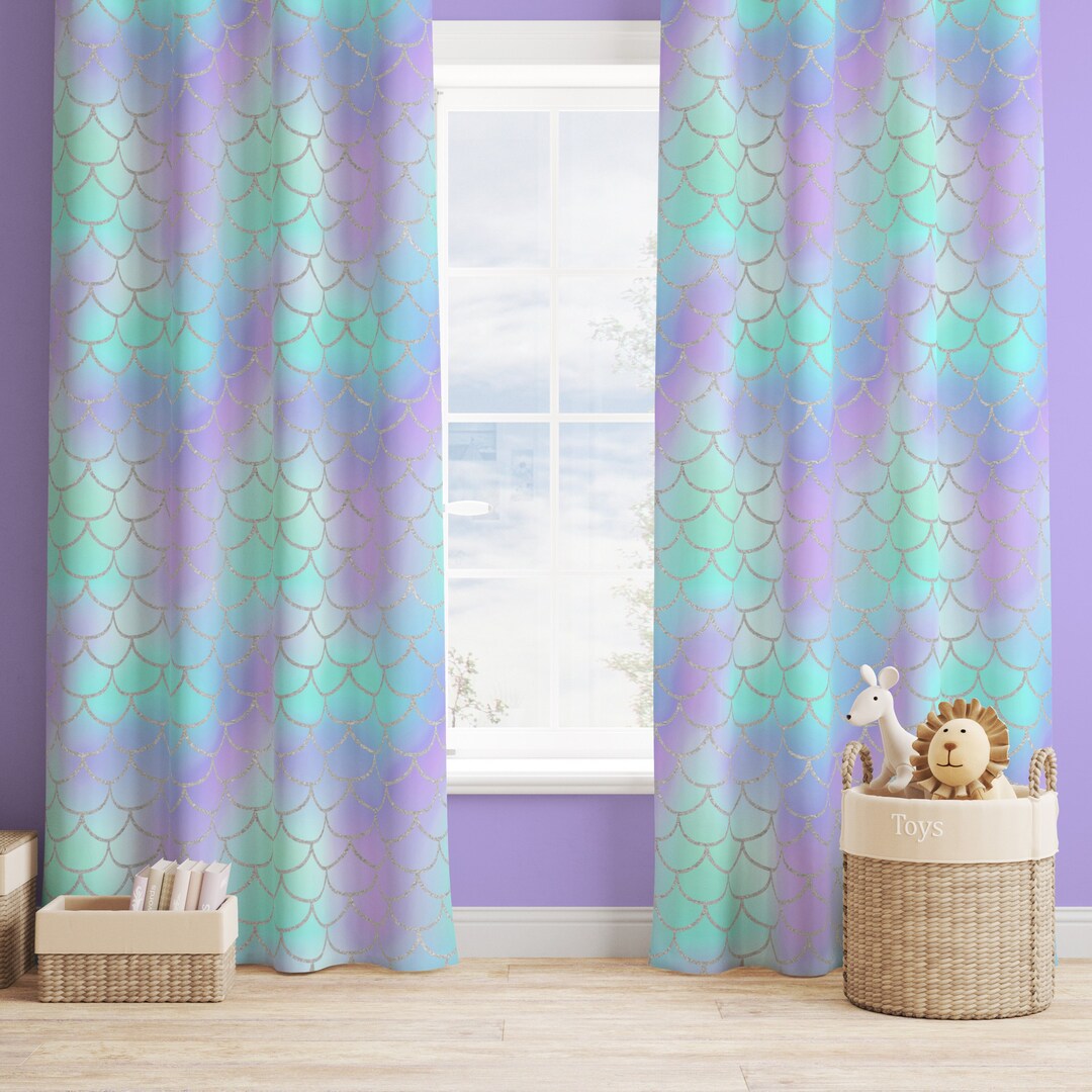 Mermaid Curtains, Mermaid Scales, Purple and Teal, Mermaid Nursery ...