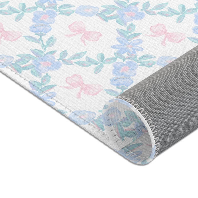 Pink Bow Kids or Nursery Rug: Grandmillennial Floral Baby Girl Room ...