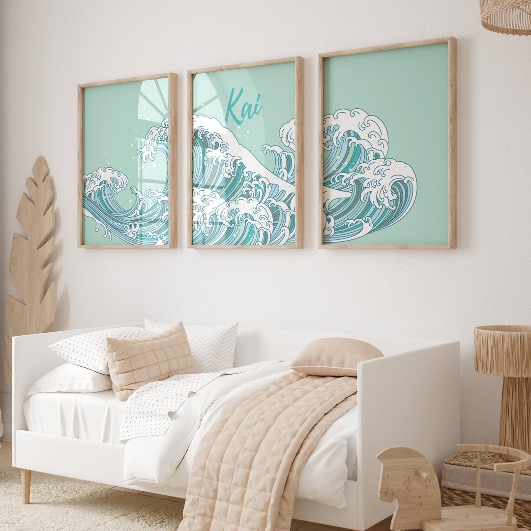 Nursery Wall Art, Ocean Waves Decor, Baby Nursery Decor, Waves Crib ...