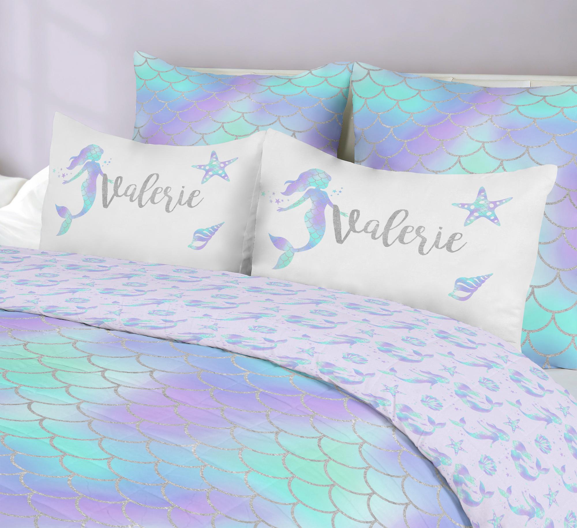 Mermaid Bedding Set: Purple Scales Comforter, Duvet & Pillowcases - Etsy