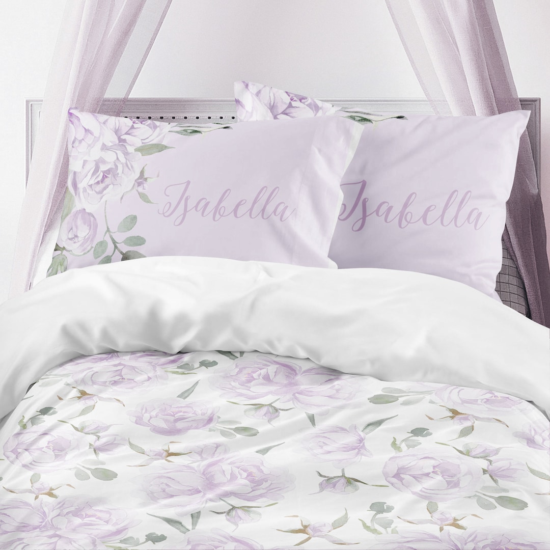 Lavender Floral Bedding Set: Purple Comforter, Duvet Cover ...