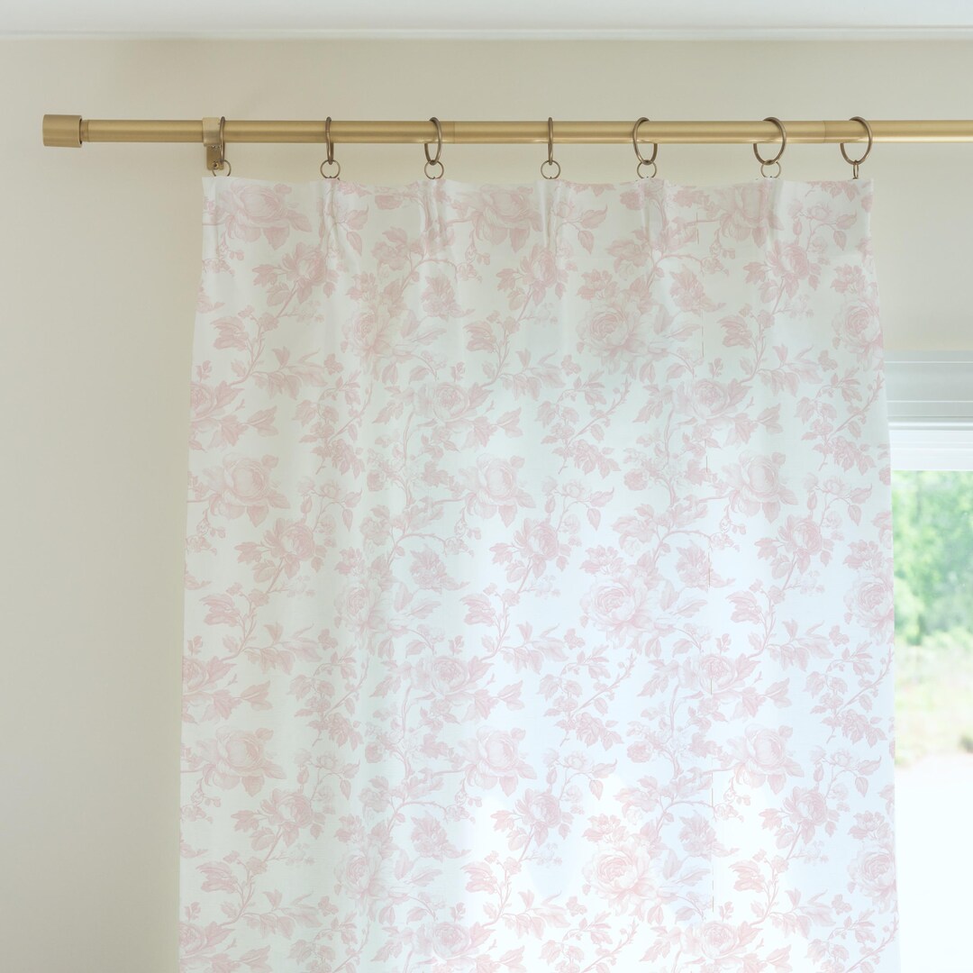 Pink Toile Curtains: Granny Chic Floral Bow Nursery Decor - Etsy