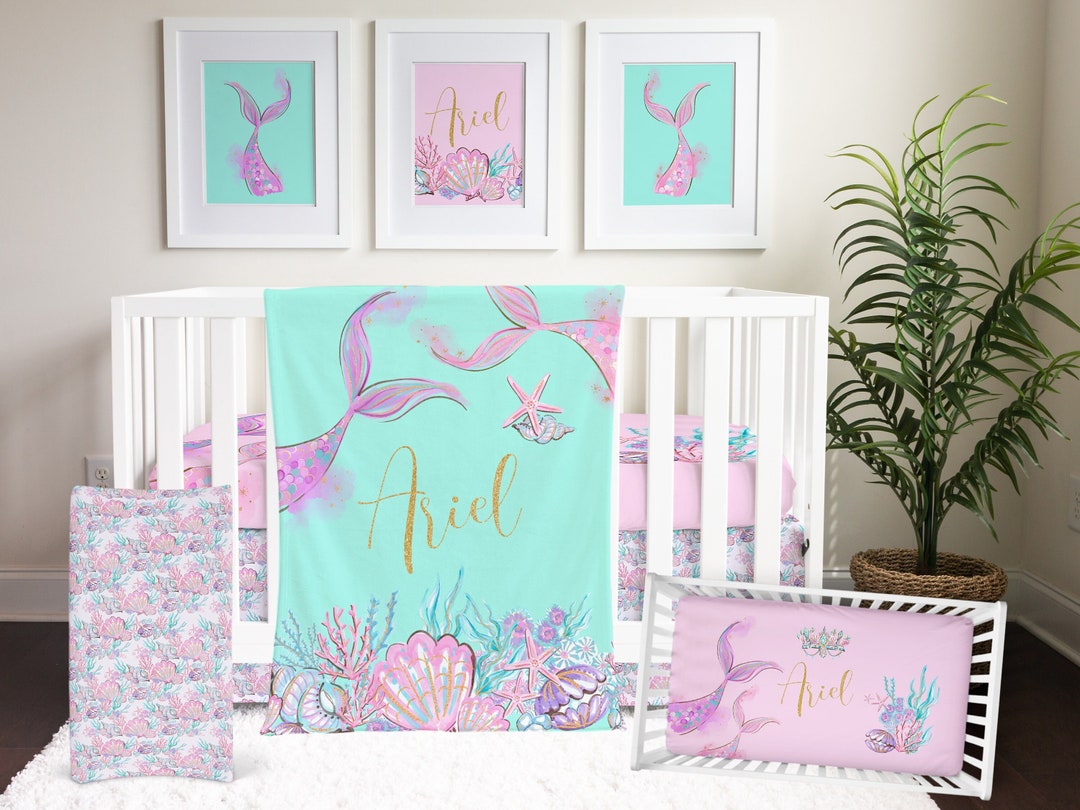 Mermaid Nursery Decor, Girl Crib Bedding, Mermaid Crib Sheet ...