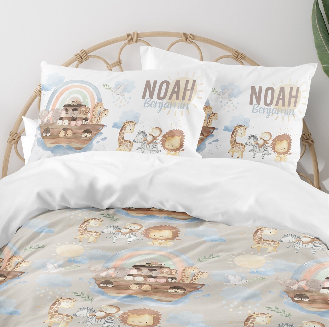 Noah's Ark Bedding Set, Watercolor Bedroom, Jungle Boys Bedding ...