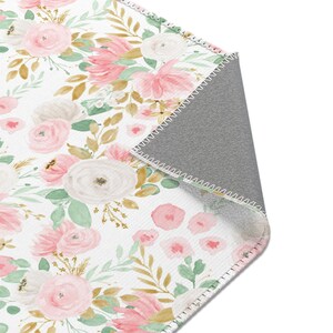 Baby Girl Floral Nursery Rug, Girl Nursery Decor, Pink Floral Kids Room ...