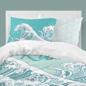 Kids Bathroom Decor, Ocean Waves Shower Curtain, Surfer Bathroom ...