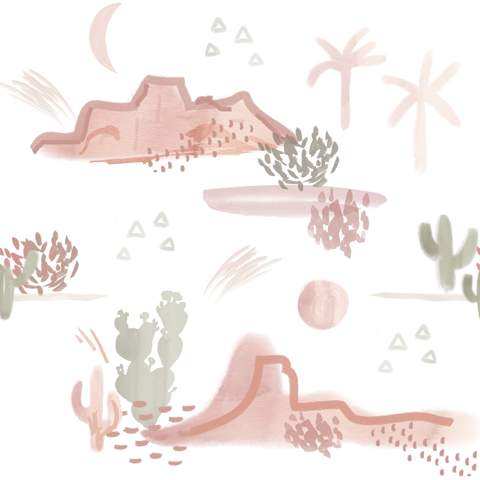 Boho Desert Wallpaper Cactus Removable Wallpaper Desert - Etsy