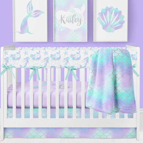 Mermaid Crib Bedding Baby Girl Nursery Baby Bedding Purple - Etsy