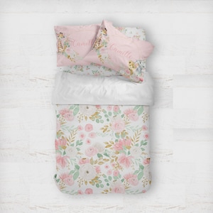 Girl Jungle Bedding Set, Pink Floral Room Decor, Safari Toddler Girl ...