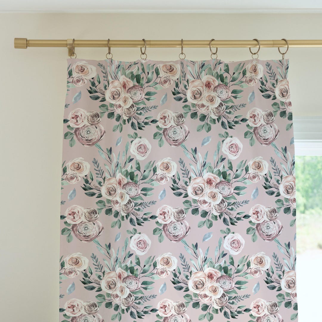 Boho Rose Girl Room Curtains, Floral Nursery Decor, Girl Nursery Decor ...