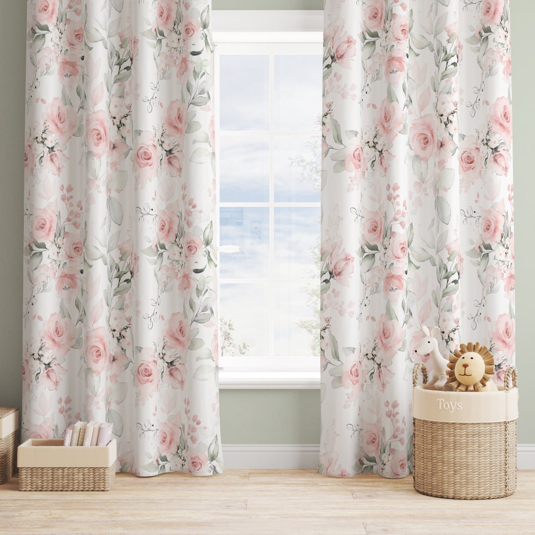 Pink Floral Curtains for Baby Girl Nursery or Girls Room, Nursery ...